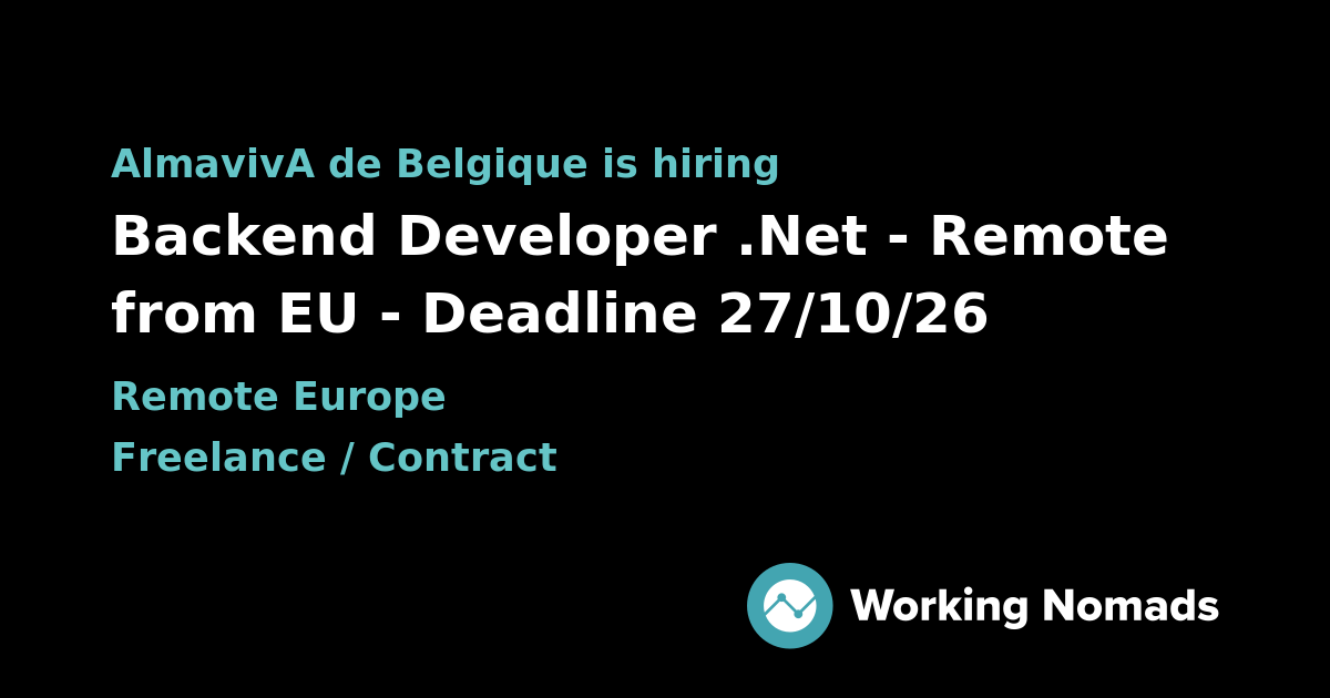 Backend Developer .Net - Remote from EU - Deadline 27/10/26 at AlmavivA ...